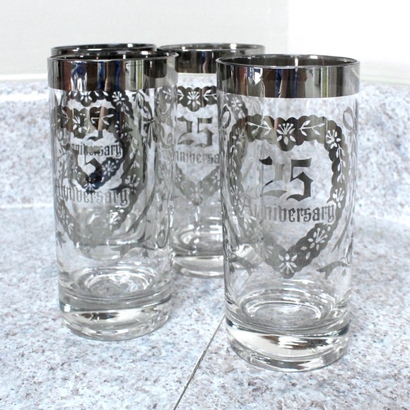 Dining | 25th Anniversary Drinking Glasses Set Of 4 | Poshmark